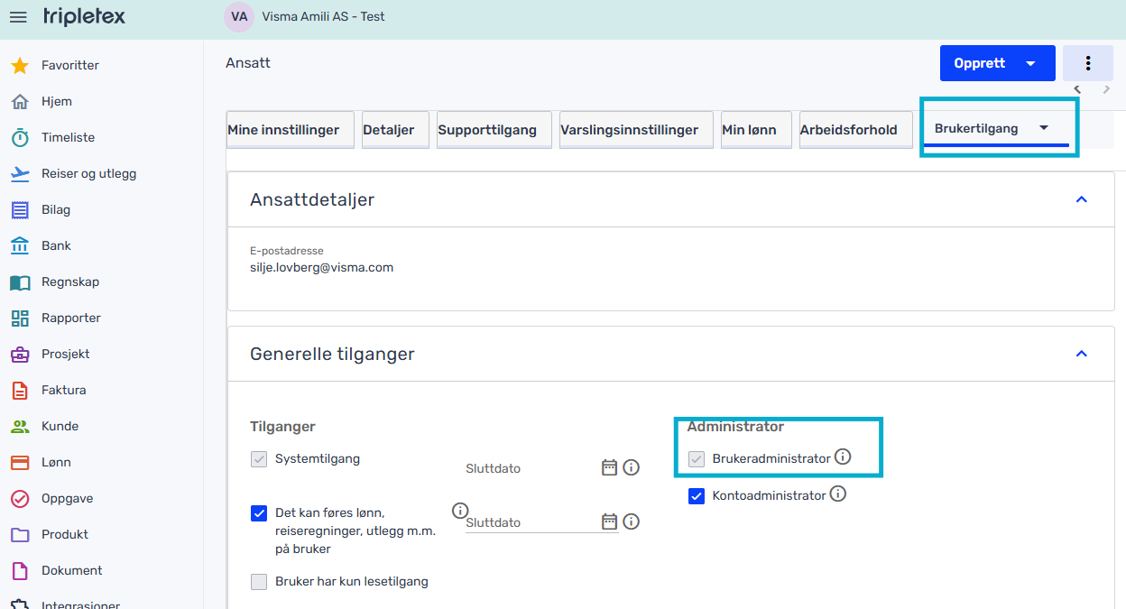 Brukerveiledning Tripletex